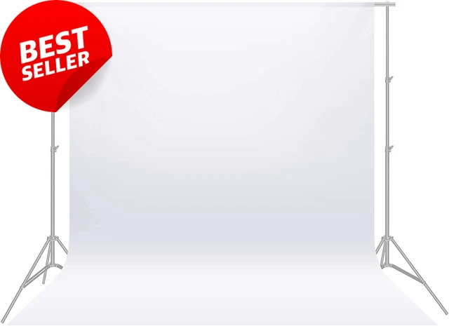 10X12FT PRO PHOTO Studio Fabric Backdrop Collapsible White Background ...