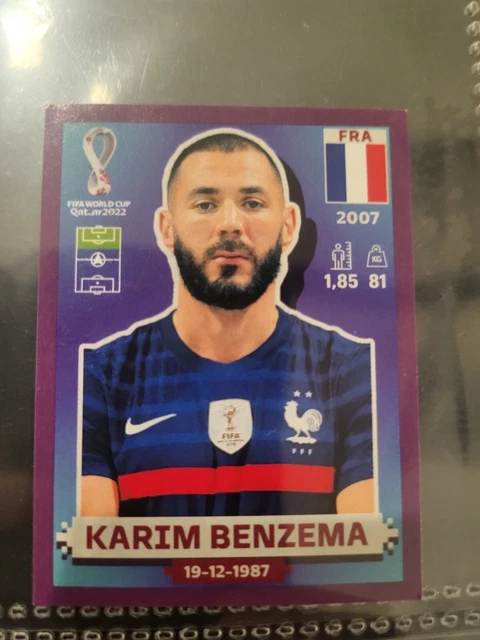 PANINI FIFA COUPE du Monde 2022 Karim Benzema VIOLET PARALLÈLE panini ...