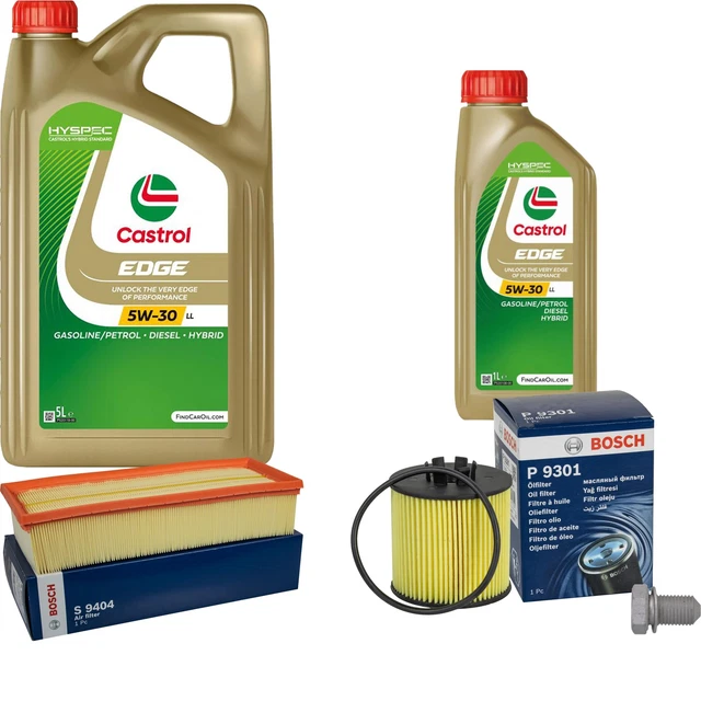 BOSCH INSPECTION SET 6 L castrol edge 5W-30 Ll pour VW Touran 1.4 TSI ...