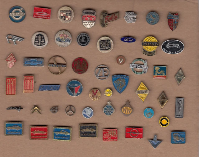 VINTAGE CAR LOGO pin badges 1960s BMW VOLVO GM Morris MG Job Lot Ford ...