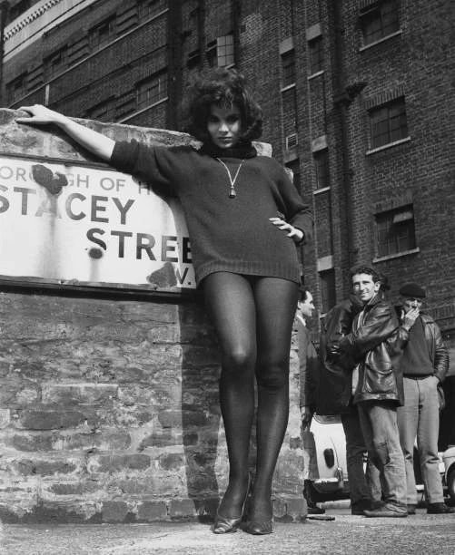 BRITISH ACTRESS JUDY Huxtable poses Stacey Street London dressed rol ...