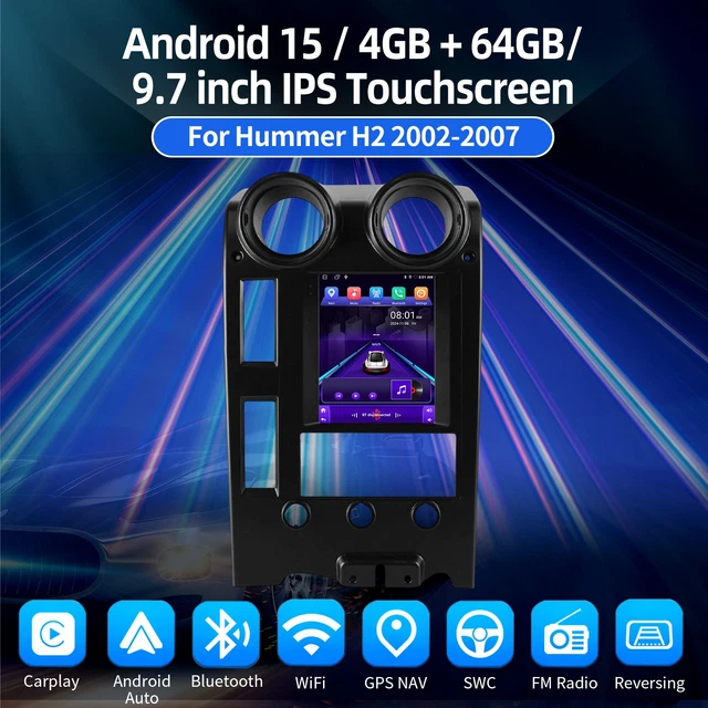 9.7& ANDROID 15 Car Radio Stereo Carplay GPS Navi For Hummer H2 2002 ...
