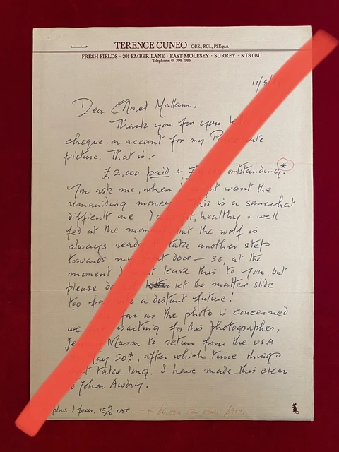 ORIGINAL TERENCE CUNEO Letter Drawing - The Paras Are Landing Parachute ...