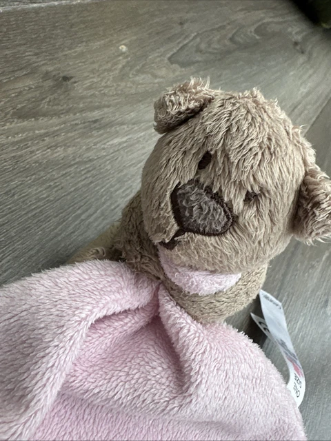 ASDA GEORGE TEDDY Bear Pink Brown Baby Comforter Blankie Blanket Toy ...