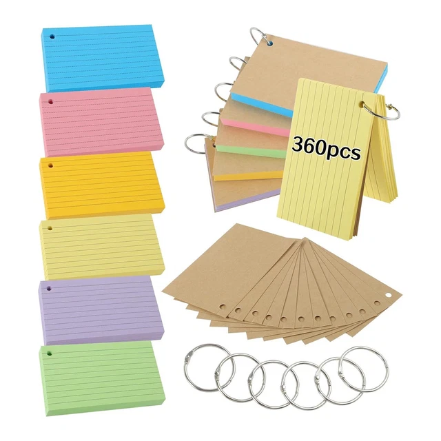 FLASH CARDS,600 PCS Multicolor Index Cards Revision Cards with 6 ...