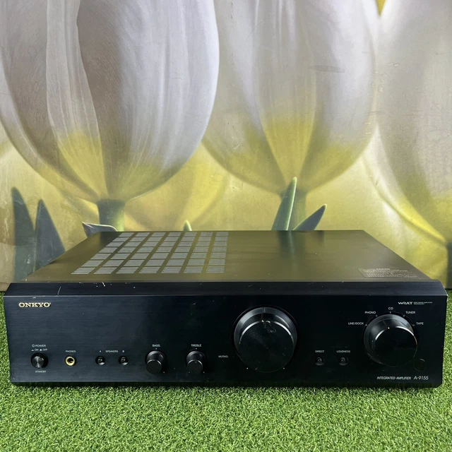 ONKYO A-9155 AMPLIFICATORE integrato WRAT Amplificatore stereo HiFi ingresso phono nero EUR 103 ...