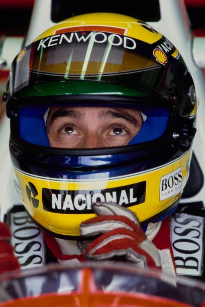 AYRTON SENNA BRAZIL looks up the cockpit the McLaren MP4/8 For- 1993 ...