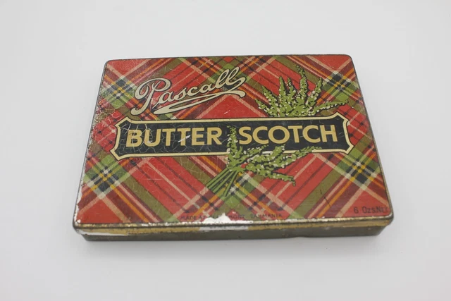 VINTAGE C.1950'S PASCALL BUTTER SCOTCH CONFECTIONARY ADVERTISING TIN ...