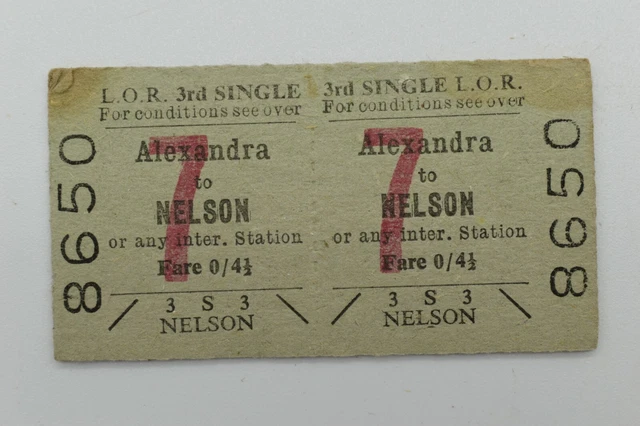 LIVERPOOL OVERHEAD RAILWAY Ticket L.O.R Alexandra to Nelson 8650 £3.00 ...