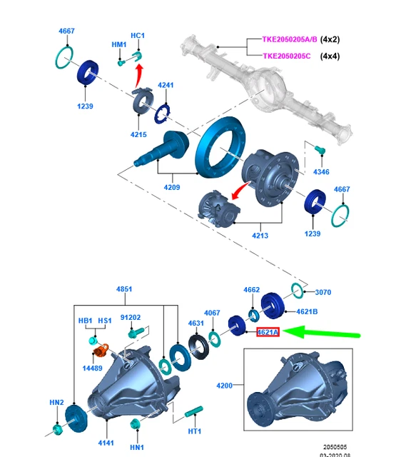 FORD RANGER T6 MK1 Rear Diff Driving Pinion Bearing 1720513 NEW GENUINE ...