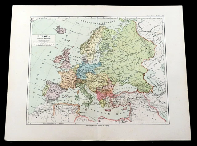 ANTIQUE MAP OF Europe old 19th Century European Borders 1880 French ...