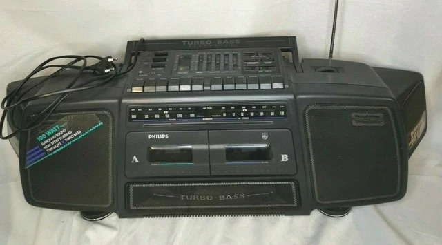 VINTAGE PHILIPS TURBO Bass Surround Cassette Radio Boombox Boombox ...