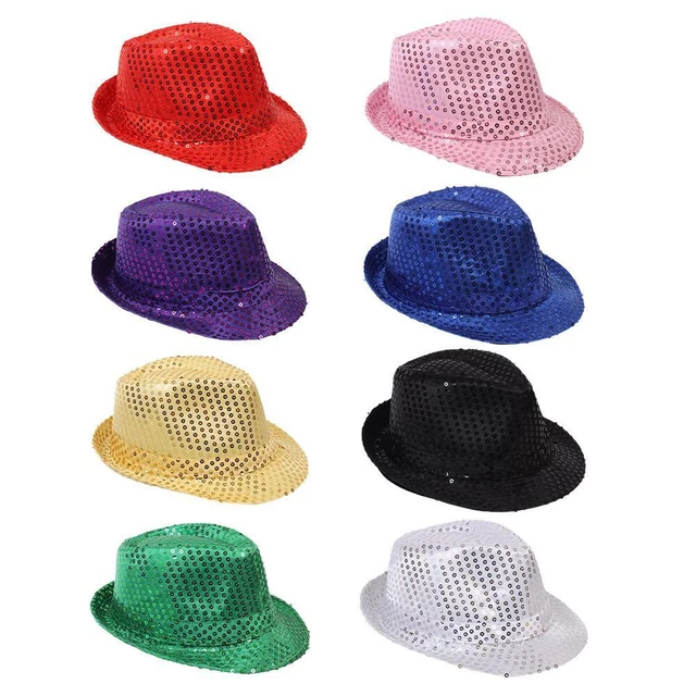 JAZZ HAT GLITTER Sequins Stage Dance Show Performance Party Men Women ...
