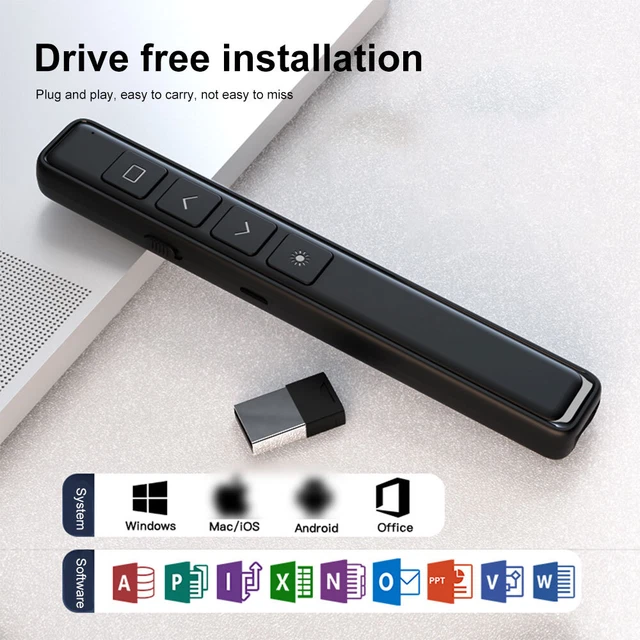 RECHARGABLE USB WIRELESS PowerPoint Presenter Pointer Remote Control ...