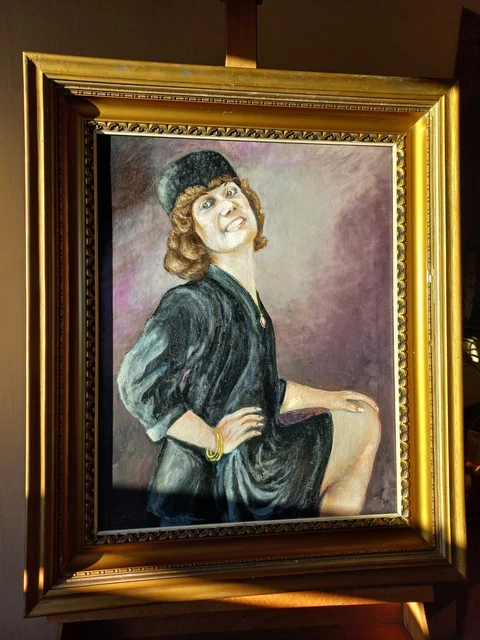 GRAND TABLEAU FEMME Des Années 20-30 Cadre Doré Stuc signé R. EMMERICH ...