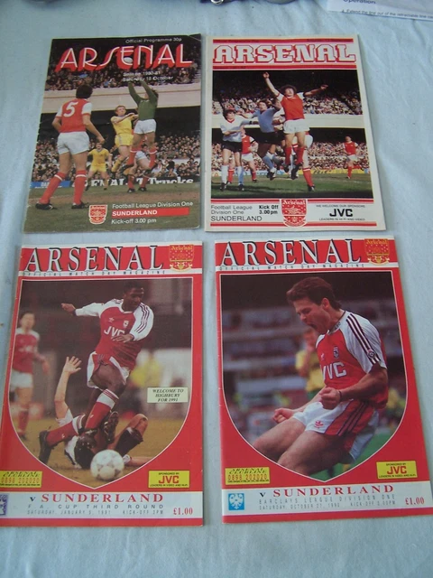 4 X ARSENAL v Sunderland football programmes 1980's & 1990's £3.00 ...