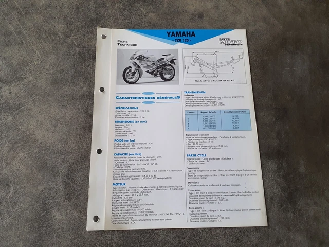 Fiche Technique Yamaha Tzr 125
