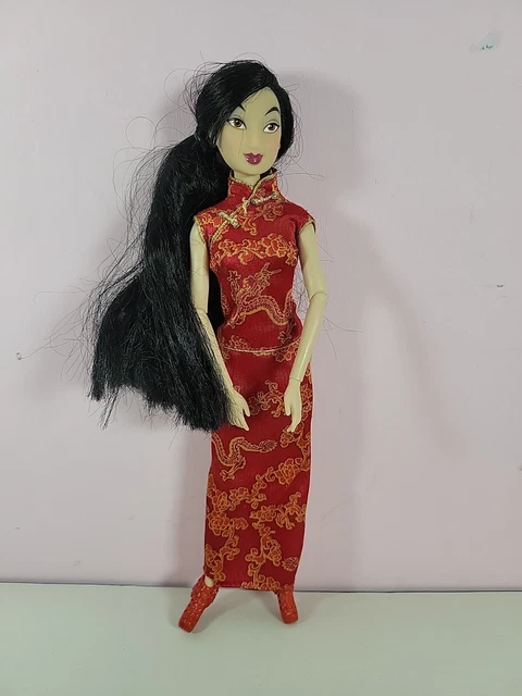 DISNEY STORE MULAN Wearing Scarlet Red Dress Gold Accents Doll £8.40 ...