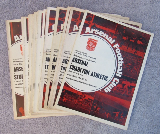 17 NO ARSENAL FC FOOTBALL MATCH PROGRAMMES from seasons 1968/69/70/71 £ ...