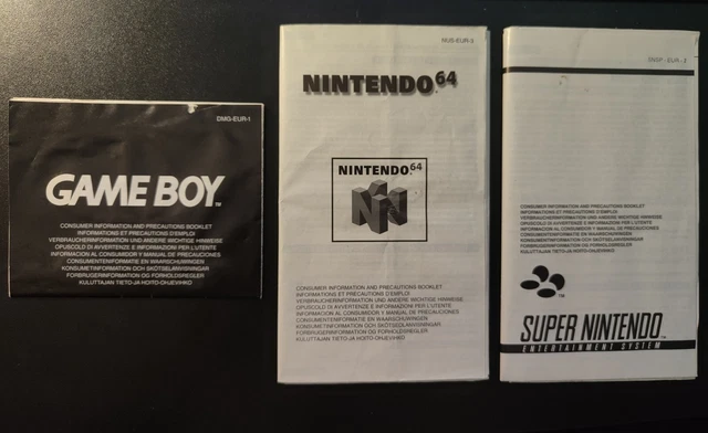 PRÉCAUTIONS D'EMPLOI /INFORMATIONS pour Nintendo 64 + Super Nintendo ...