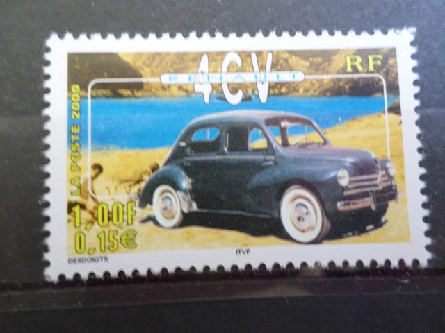 FRANCE 2000, TIMBRE 3319 VOITURES ANCIENNES RENAULT 4 CV, neuf**, MNH ...