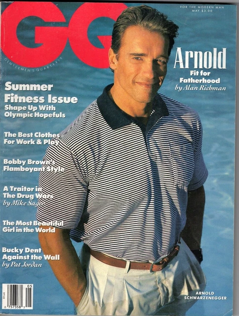 GQ MAGAZINE MAY 1990 Arnold Schwarzenegger Bobby Brown Vintage Fashion ...