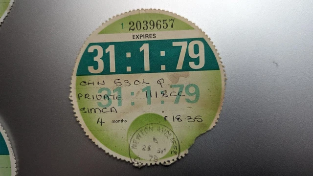 RARE COLLECTABLE OLD tax disc from JAN 79 ...