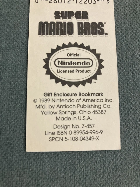 VINTAGE 1989 NINTENDO Super Mario Bros Princess Peach Castle Bookmark ...