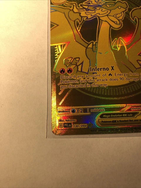 MEGA CHARIZARD EX 130/094 Phantasmal Flames Mega Hyper Rare Gold Holo ...