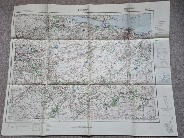 ORIGINAL WW2 GERMAN INVASION / AIRFORCE MAP Of EDINBURGH 1938 OPERATION ...