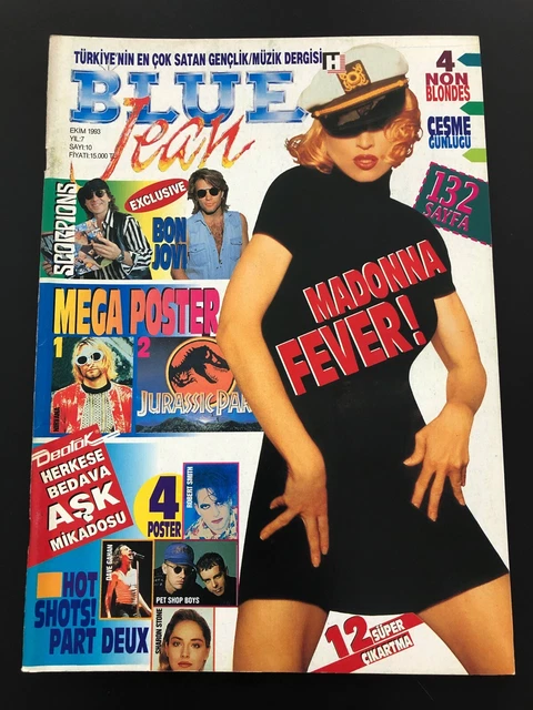 BLUE JEAN TURKISH magazine ’93 Madonna/Sharon Stone/Claudia Schiffer/Nirvana £24.26 - PicClick UK