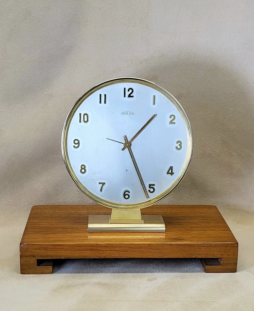 RESTORED ICONIC MCM Swiss Desk Alarm Clock by Angelus 6" h. 8-day 15 ...