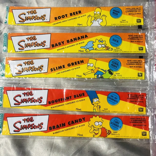 THE SIMPSONS ICY Pole Super Dooper Packet & Wrappers Opened Vintage ...