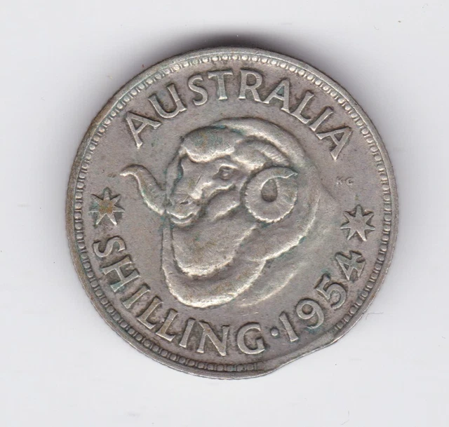 1954 SILVER SHILLING MISS STRIKE clipped bitten Variety Australia K-603 ...