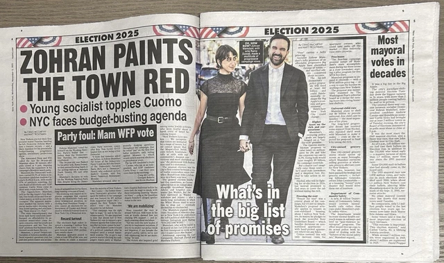 NY POST NOV 5 2025 - Zohran Mamdani Wins New York City Mayor - “The Red ...