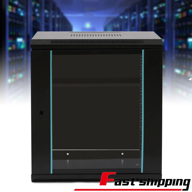 650 X 600 x450mm Black 12U Server Rack Data Network Cabinet for 19-inch ...