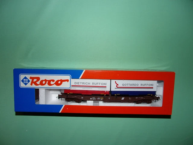 ROCO WAGON KANGOUROU + 2 caisses mobiles RUFFONI 46379 NEUF EUR 45,00 ...