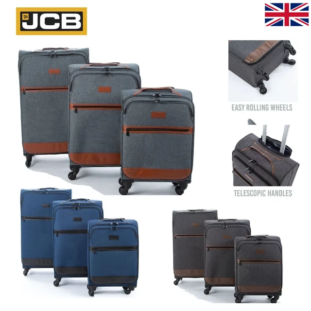 JCB LIGHTWEIGHT LUGGAGE Suitcase, Quality Cabin Bag Case, 4 Easy ...