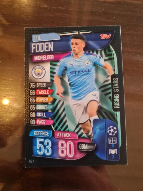 JOUEUR DE FOOTBALL Phil Foden à Manchester City Card Topps Match Attax ...