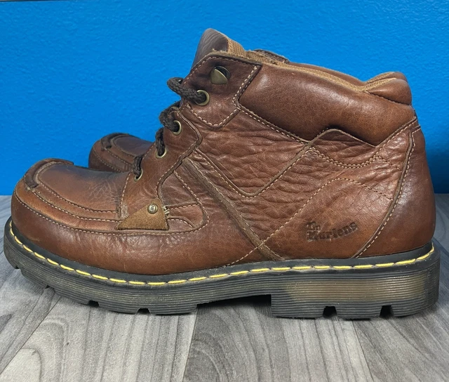 DR MARTENS YELLOW Stitch Leather Lace Up Ankle Boots Mens Size 13M 9A89 ...