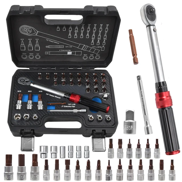 BICYCLE CLICK TORQUE Wrench Set 2-24 Nm 1/4-inch Drive Dual Direction ...