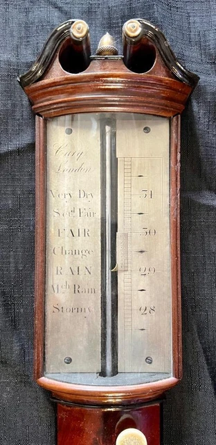 BAROMETRO ANTICO FIOCCO frontale firmato Cary London EUR 3.133,10 ...