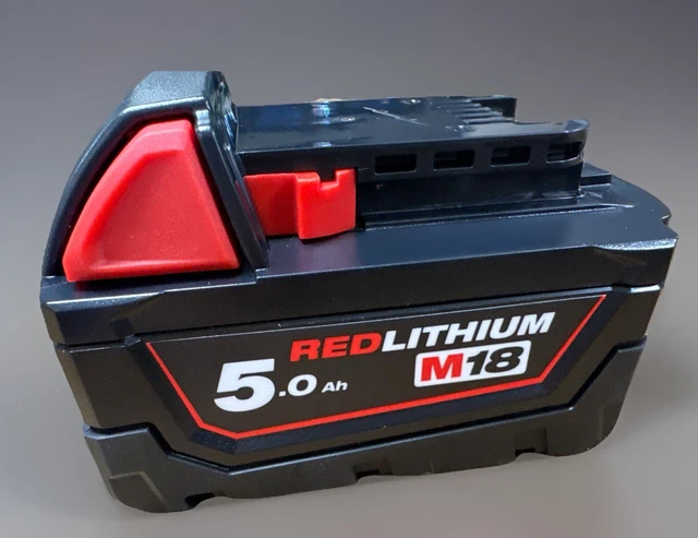 MILWAUKEE BATTERY M18B5 M18 5.0Ah Red Li-ion Brand New Genuine £49.99 ...