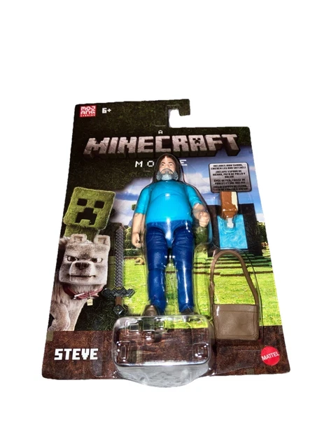 A MINECRAFT MOVIE Steve Action Figure Jack Black w Sword Chicken Leg ...
