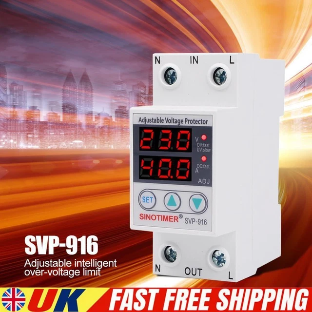 VOLTAGE DISPLAY OVERCURRENT Adjustable Surge Protector Limit Current ...