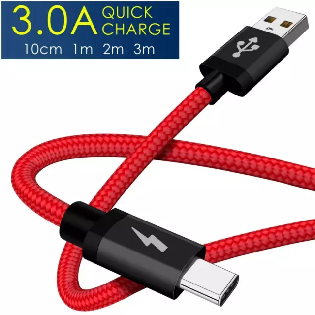 HEAVY DUTY QUICK Fast Charge USB Type C Data Phone Charger Cable Lead ...