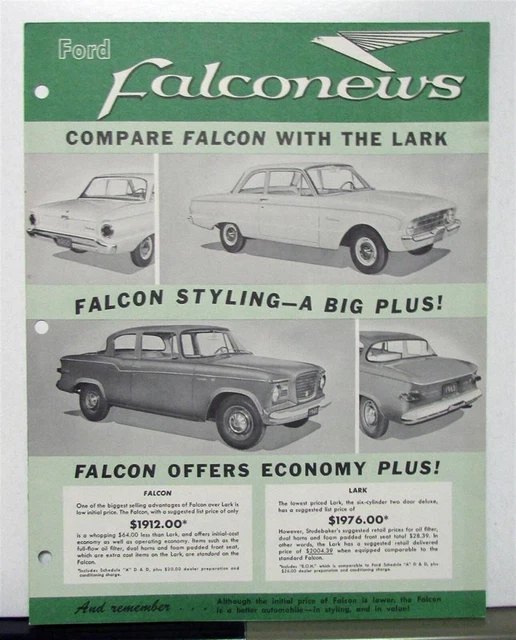 1964 FORD FALCON Compared To Lark Sales Brochure £24.34 - PicClick UK