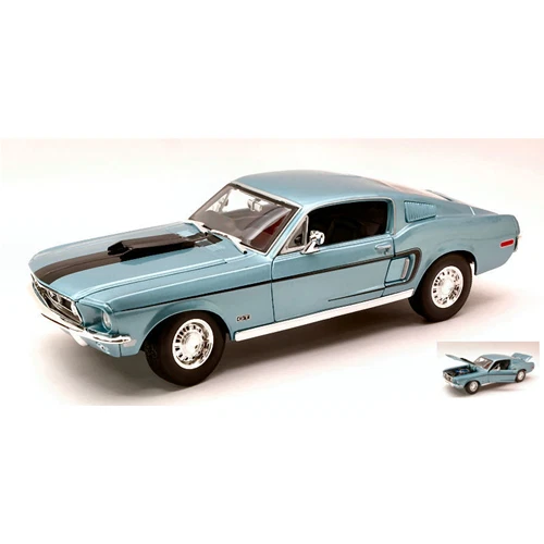 FORD MUSTANG GT COBRA JET 1968 LIGHT BLUE METALLIC 1:18 Maisto Auto ...