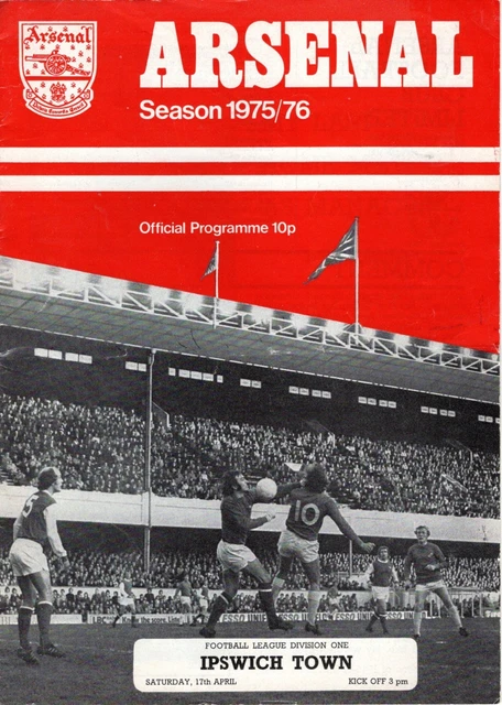 ARSENAL V IPSWICH 17th April 1976 £0.21 - PicClick UK