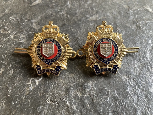 GENUINE ROYAL LOGISTIC Corps RLC Officer's Gilt & Enamel Collar Badges ...